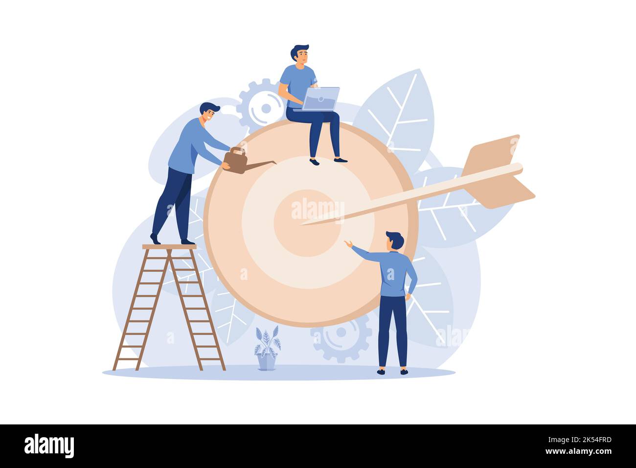 Target with an arrow, hit the target, goal achievement vector. flat ...