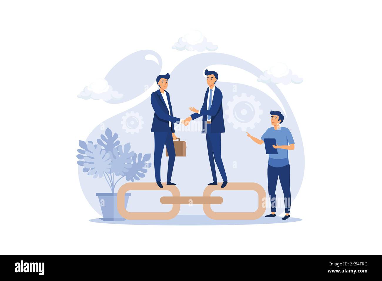 handshake concept, link as a strong union and cooperation. flat design ...