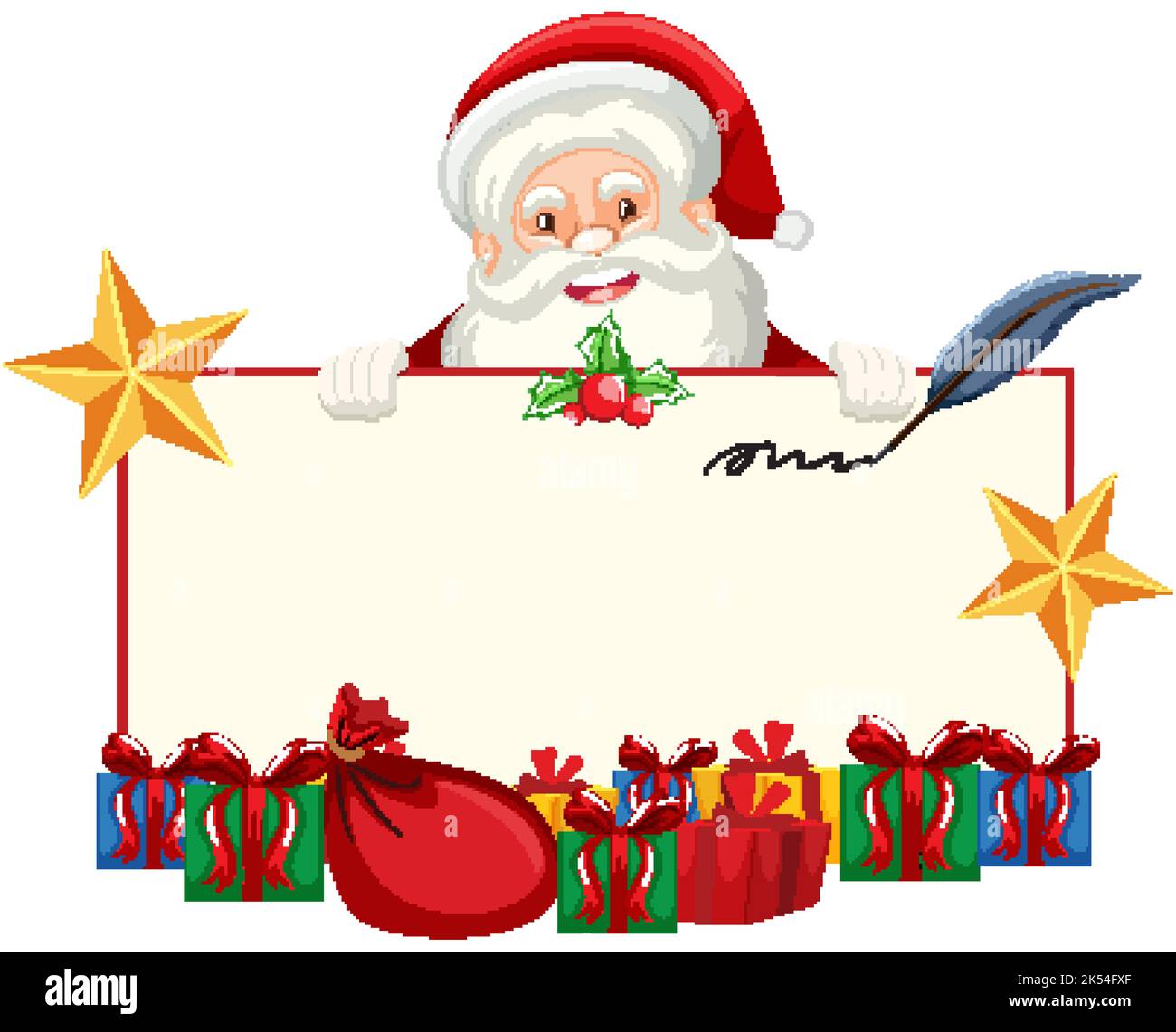 Santa Claus with empty board template illustration Stock Vector Image ...