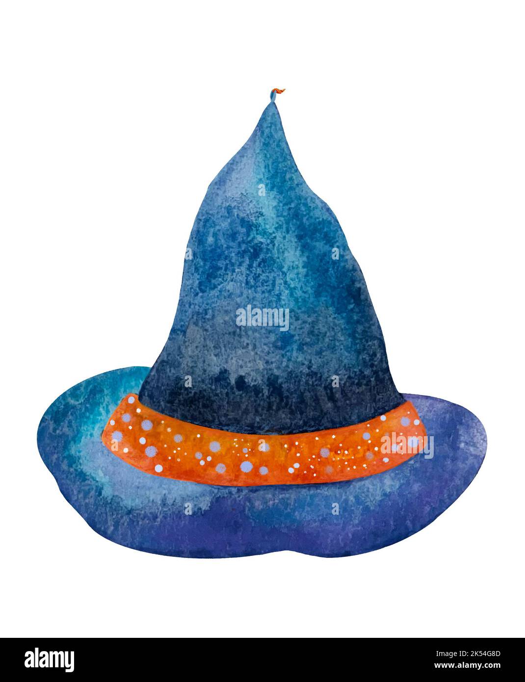 Illustration watercolor blue witch hat isolated on white background ...