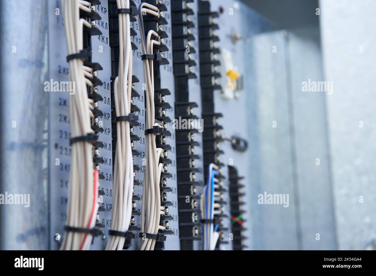 The wires are connected to the residual current circuit breakers and ...