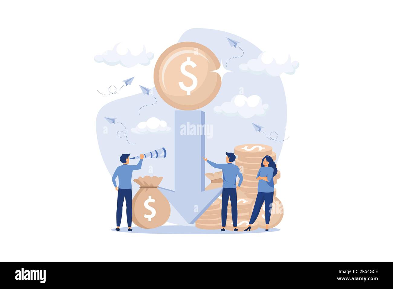 economic downturn, profit and loss, business and finance, crisis. flat ...