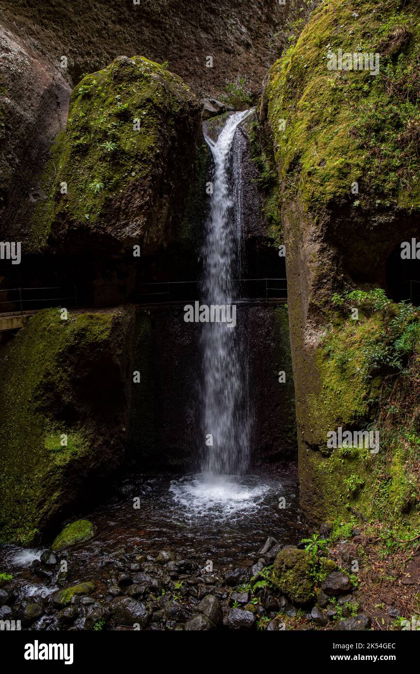 The Levada do Moinho to Levada Nova waterfall hike Stock Photo - Alamy