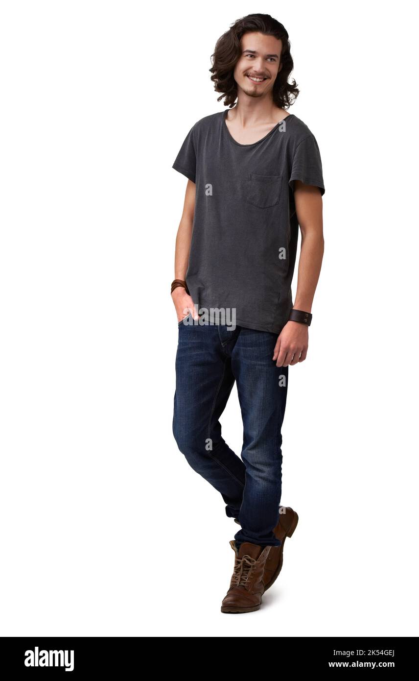 Feeling cool and calm. Handsome young casual man standing against a ...