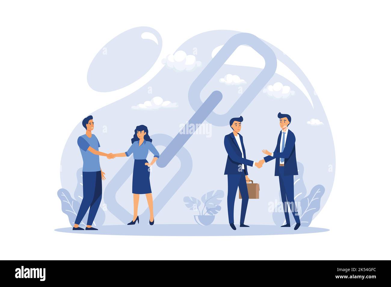 handshake concept, link as a strong union and cooperation. flat design ...