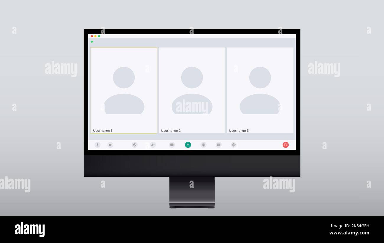 Video call screen template with buttons. Video call interface. Vector ...