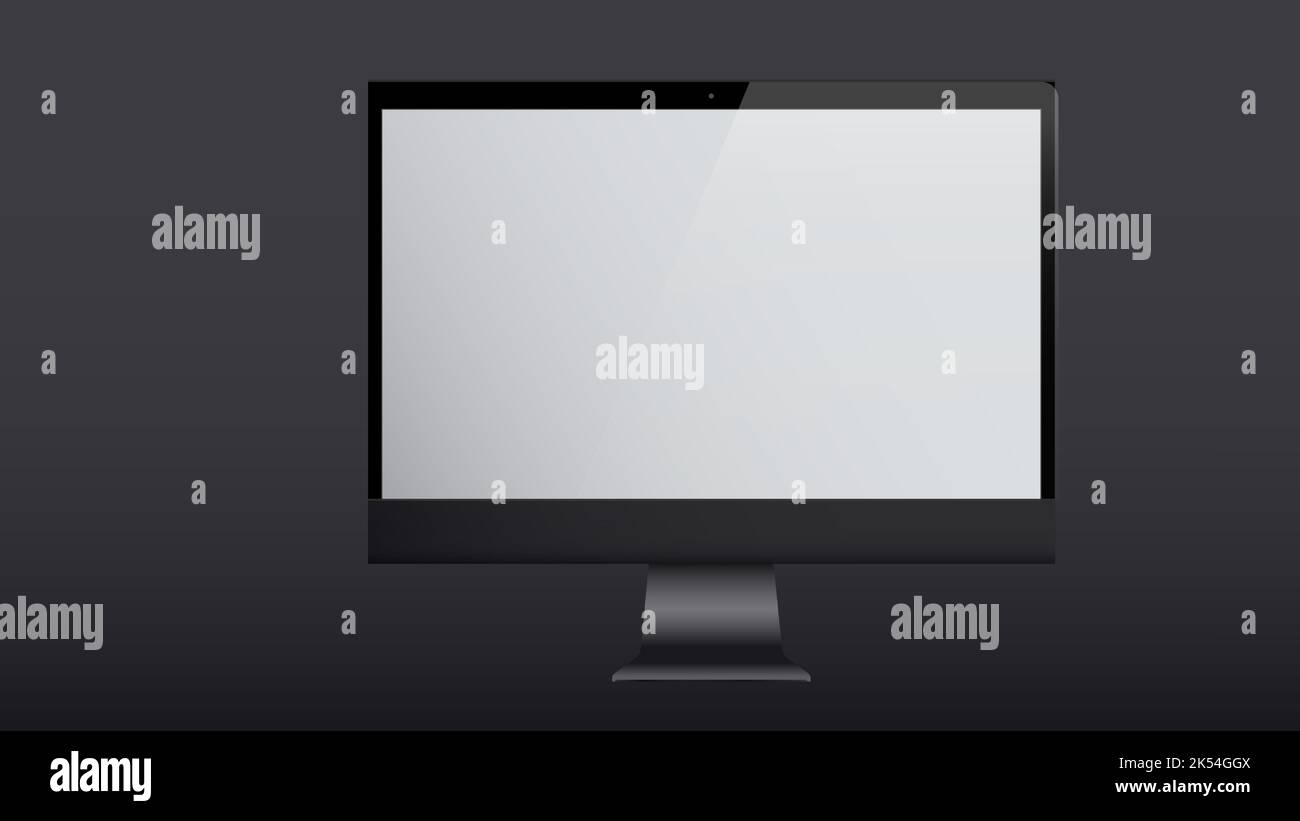 Realistic computer display. Computer monitor mockup banner. Computer realistic mockup ...