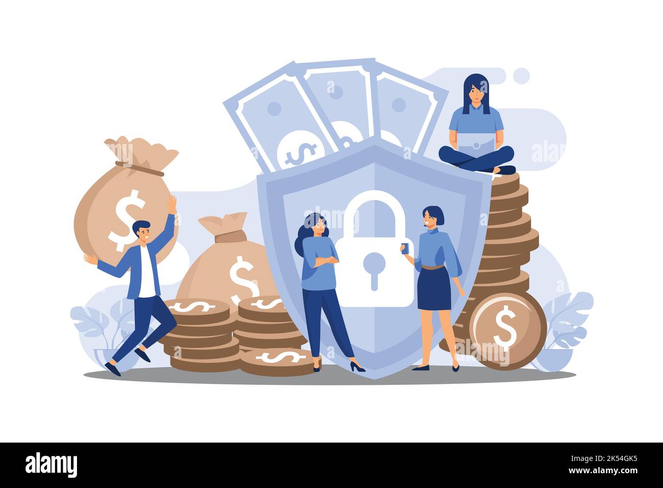 Vector flat illustration, money protection concept Stock Vector Image ...