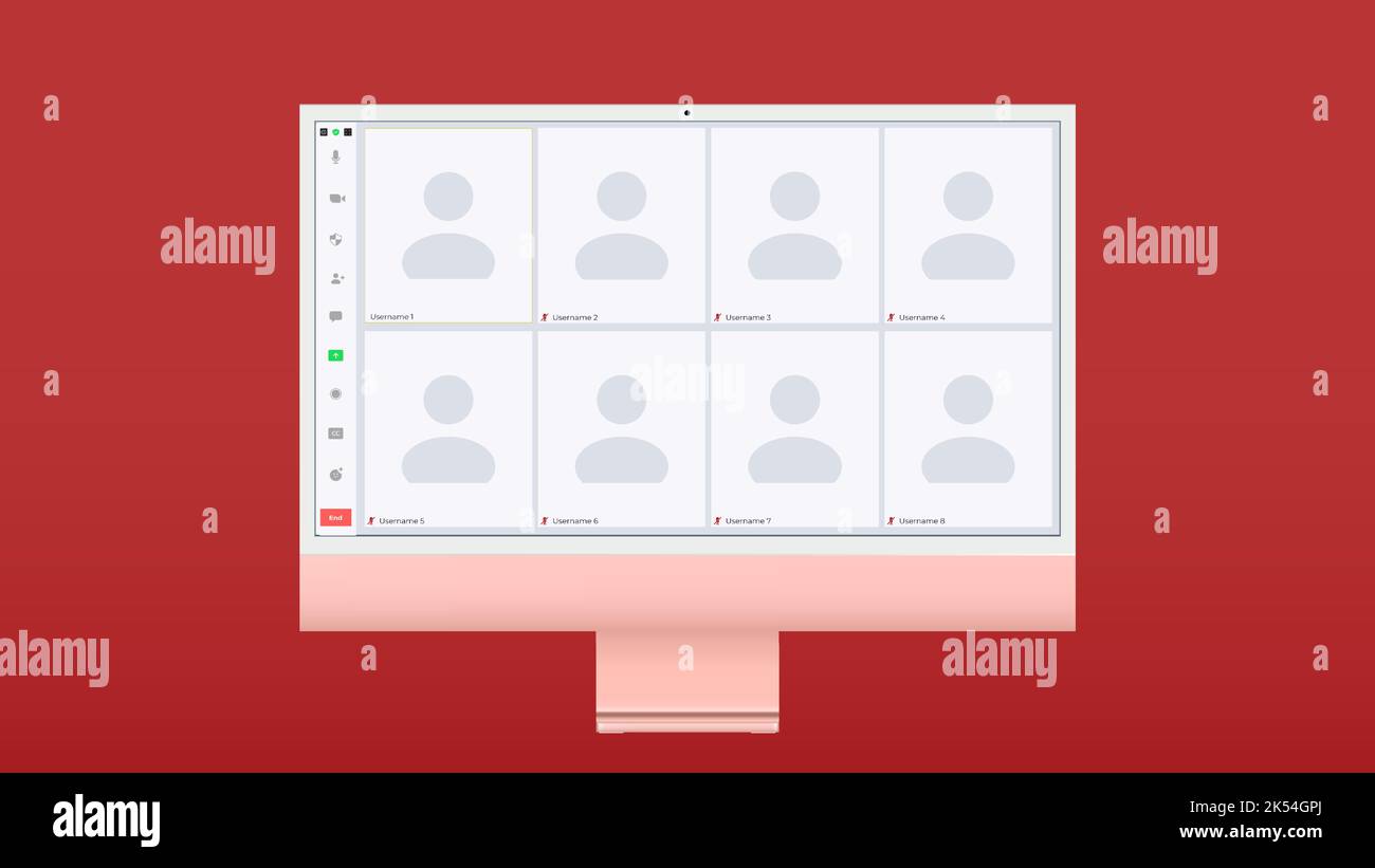 Video call chat app. Mockup video calls window overlay. Vector ...