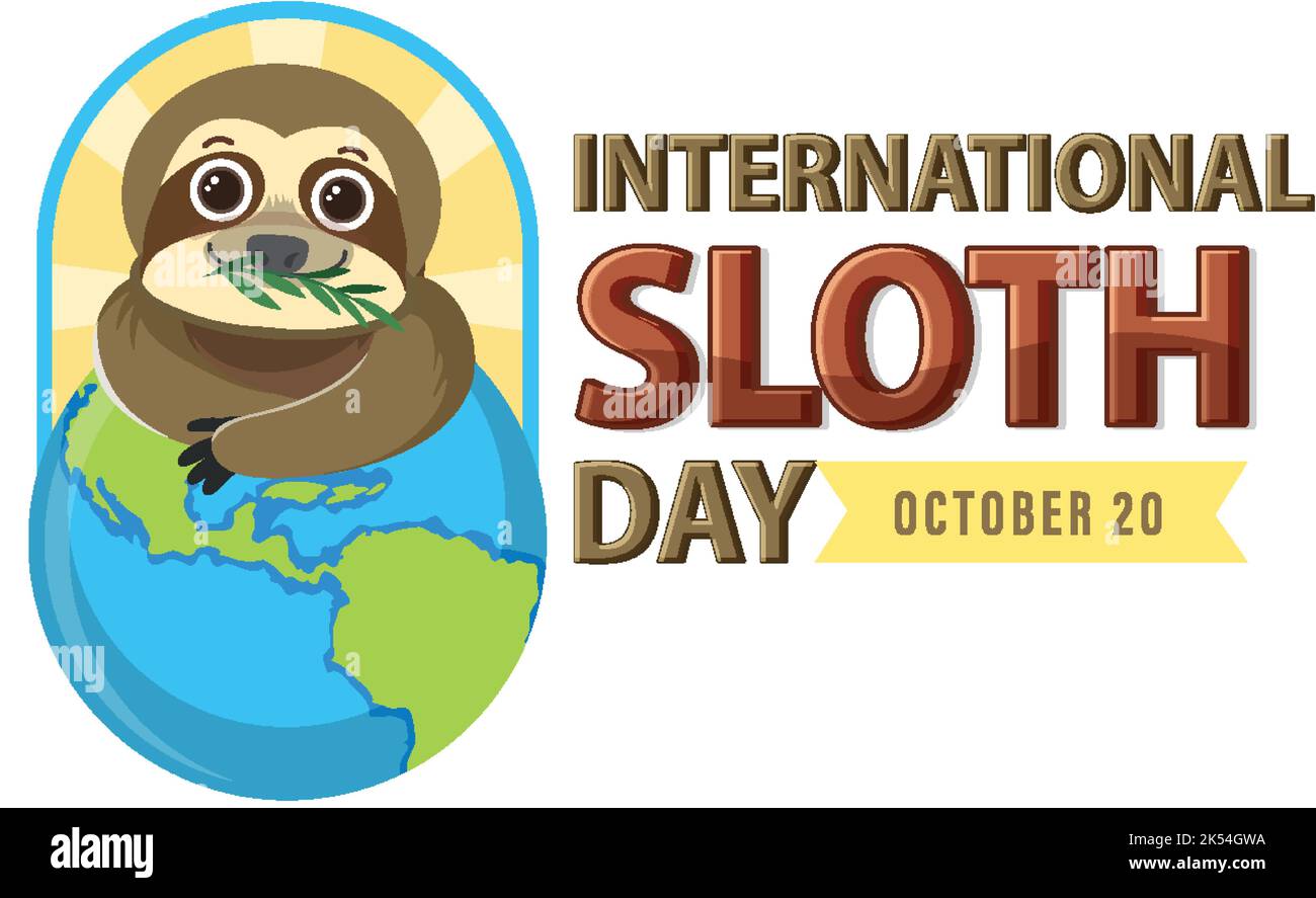 International sloth day banner concept vector illustration Stock Vector ...
