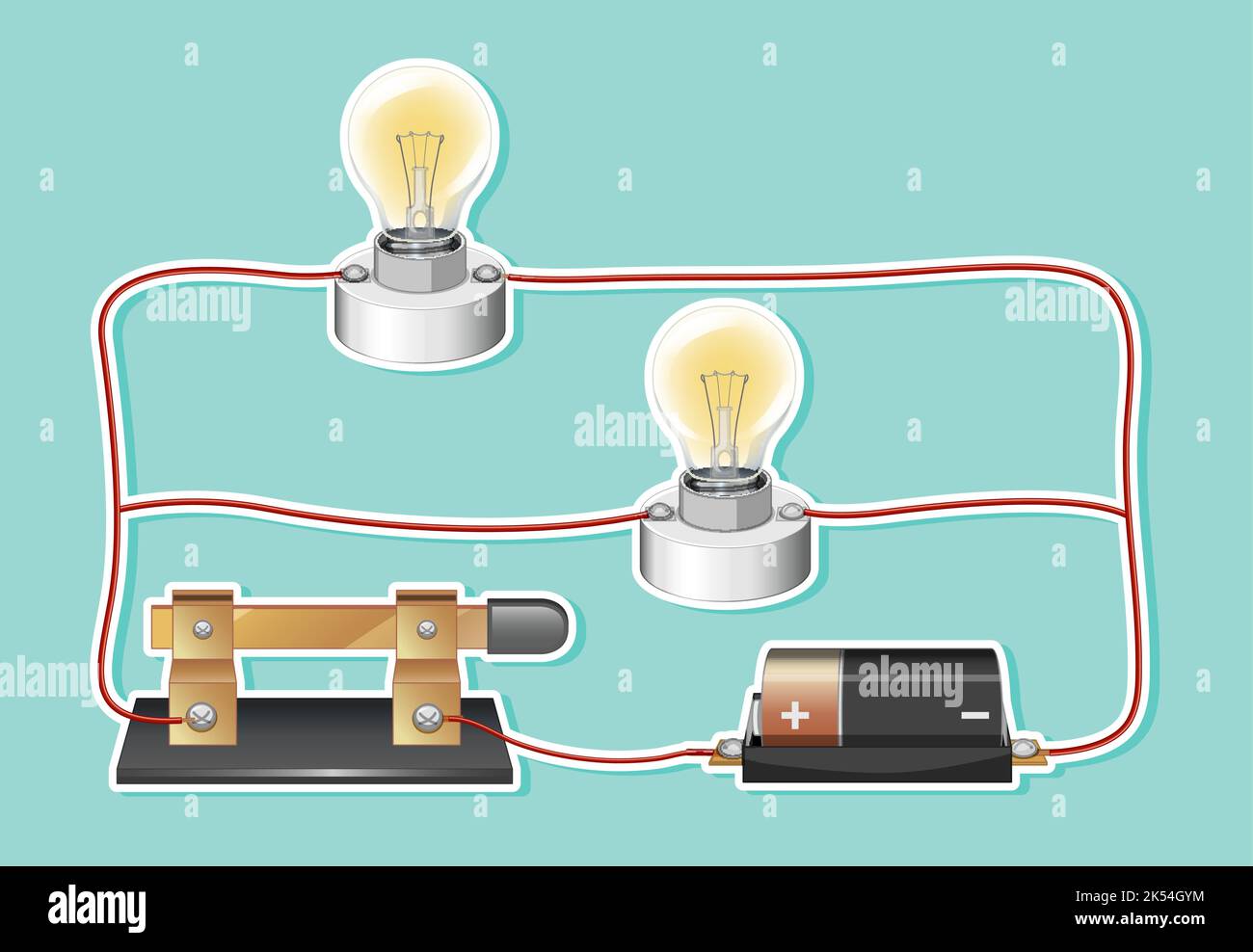 Simple circuit with two light bulbs illustration Stock Vector Image ...