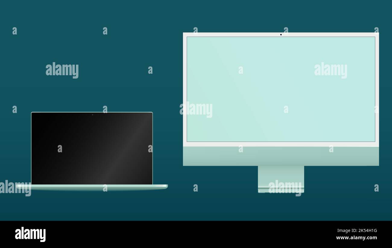 Computer display with blank screen. Modern computer display isolated. Computer realistic mockup ...