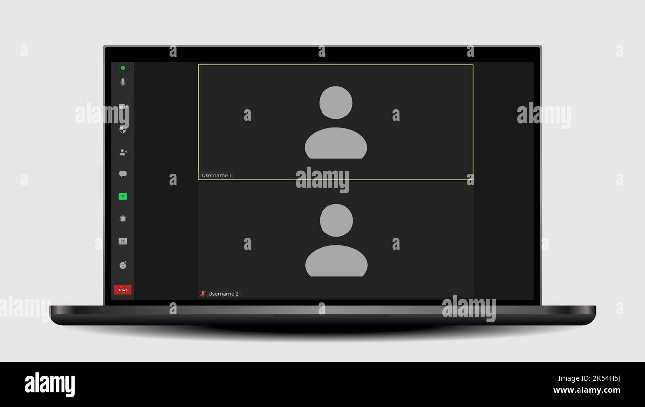 Online video call interface template with user icon. Online conference meeting. Video ...