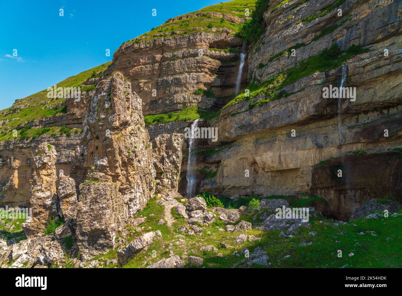 Beautiful Laza waterfall in the mountains of northern Azerbaijan Stock ...