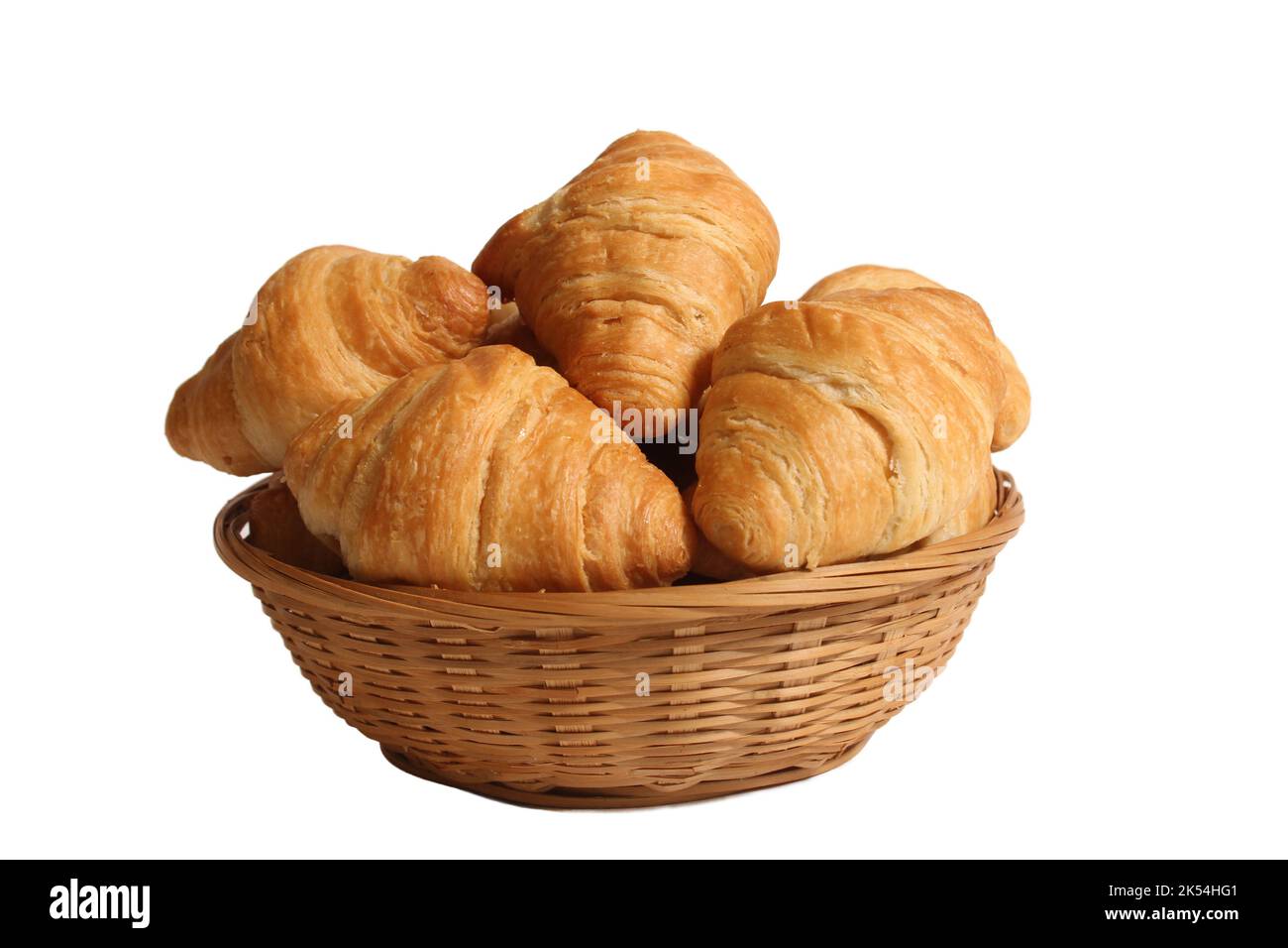 Basket of Fresh Baked Croissant Rolls Isolated on White Stock Photo - Alamy