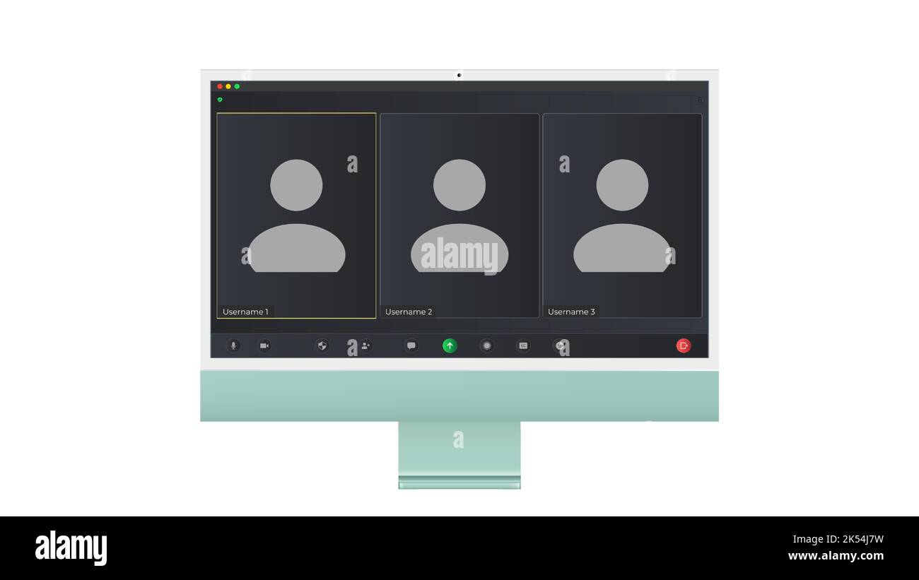 Video conference user interface, Three users. Video conference calls ...