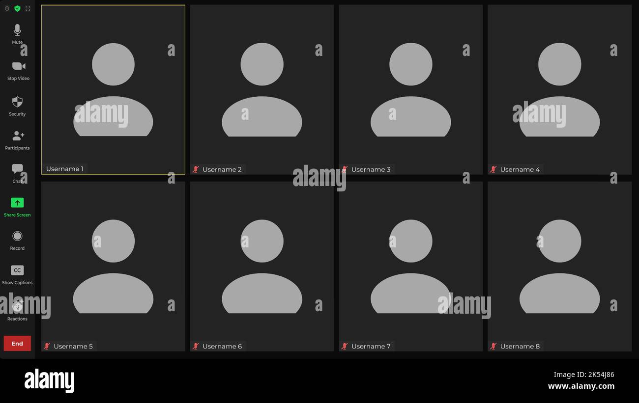 Online video call interface template with user icon. Online conference meeting. User web video ...