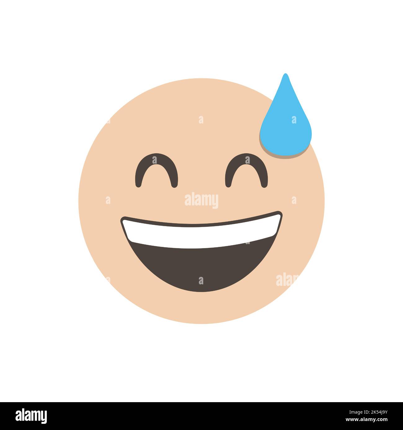 Phew emoji, grinning face with sweat, relief emoji. funny yellow ...