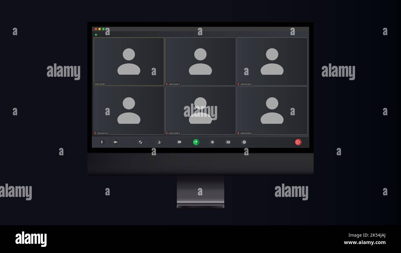Template video conference user interface. User web video call window. Video conferencing window ...