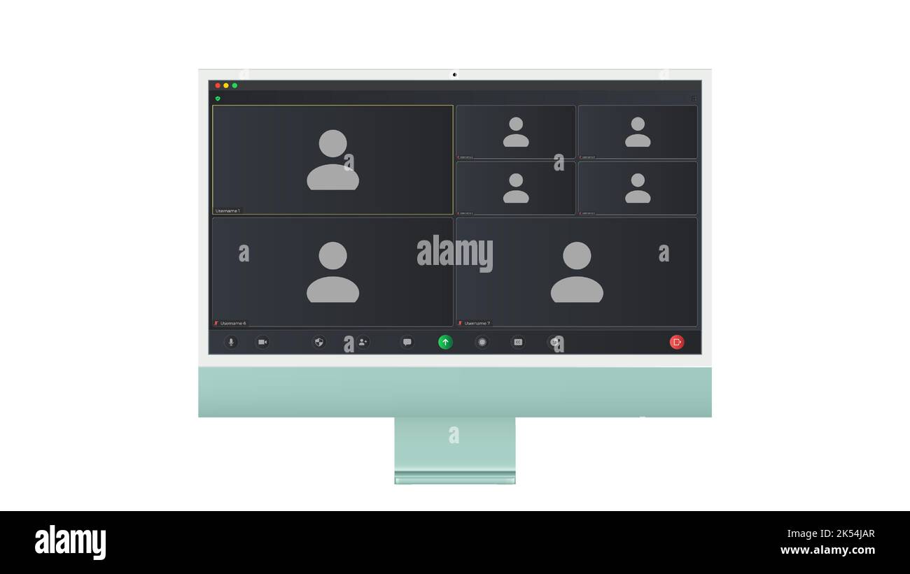 Video conference user interface, Seven users. Video conference calls ...