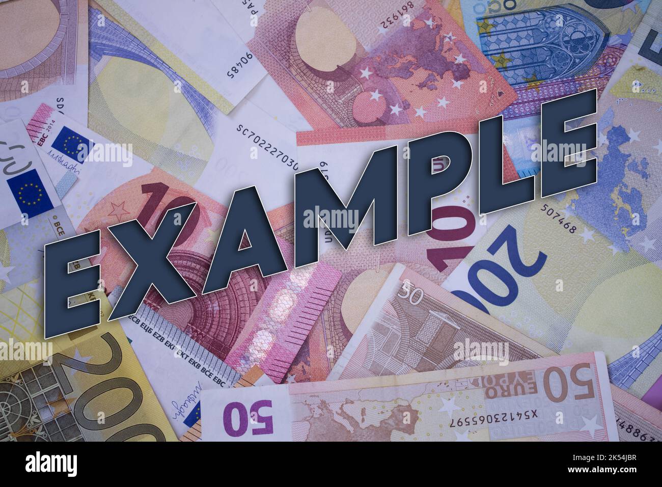 Example word with money. Paper currency background with different ...