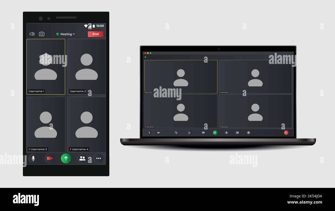 Online video call interface template with user icon. User web video call window. Video ...