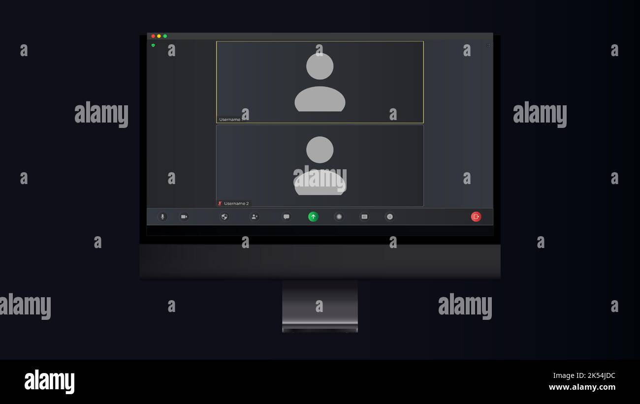 Online video call interface template with user icon. Application for calls. Video conferencing ...