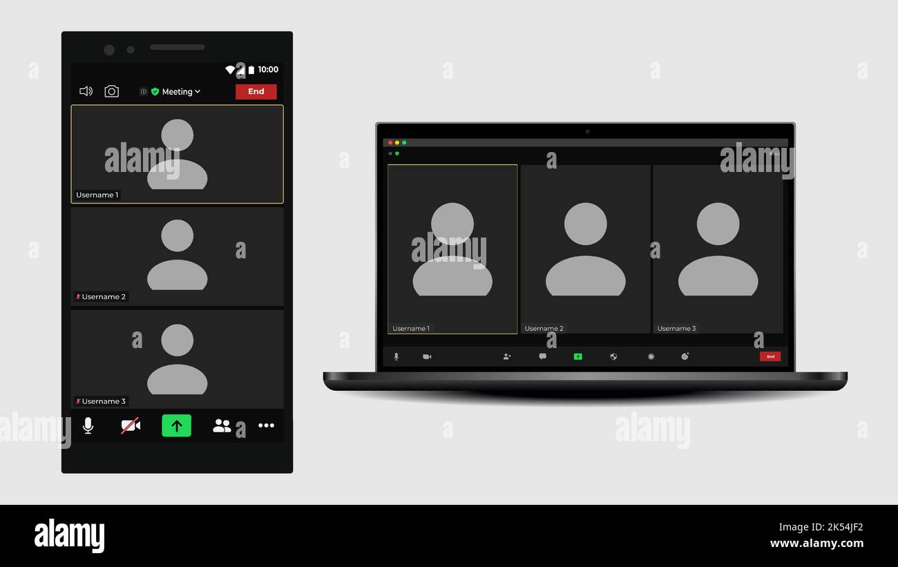 Online video call interface template with user icon. Application for ...