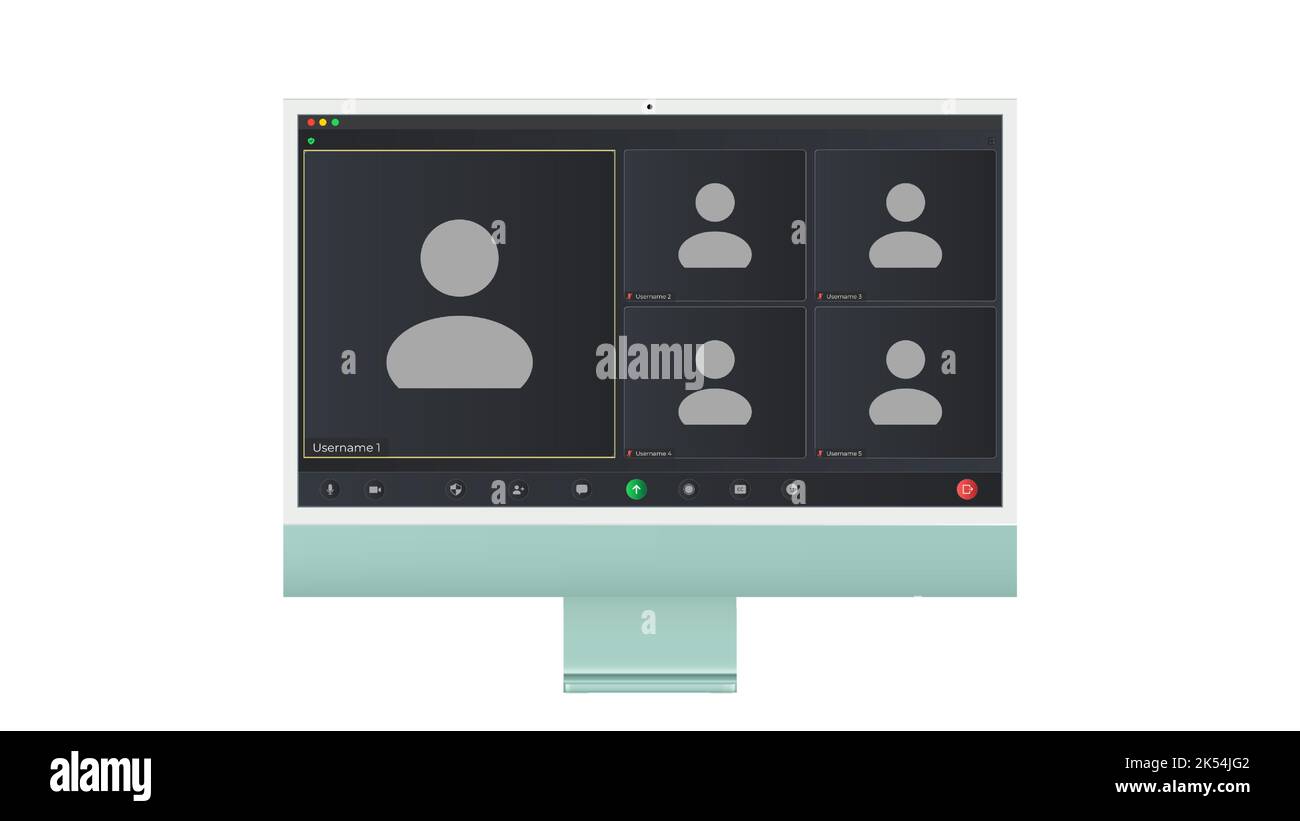 Video conference user interface, Five users. Video conference calls ...