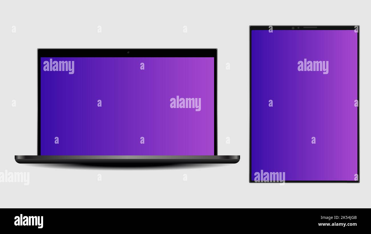 Realistic computer monitor with blank screen. Modern computer display isolated. Screen with ...