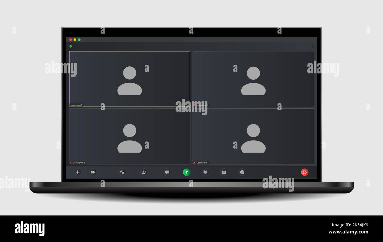 Video conferencing user interface. User web video call window. Videocall screen mockup for ...
