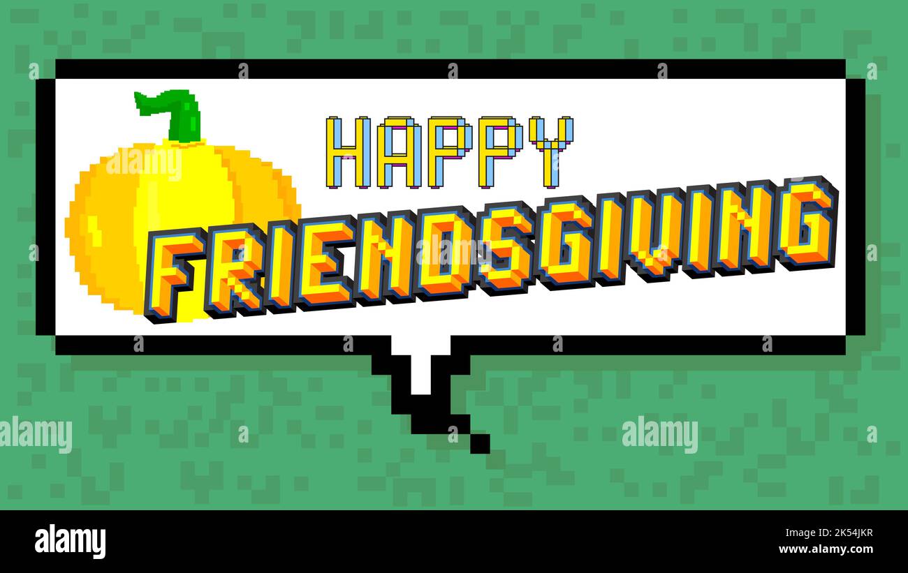 Happy Friendsgiving. Pixelated word with geometric graphic background ...