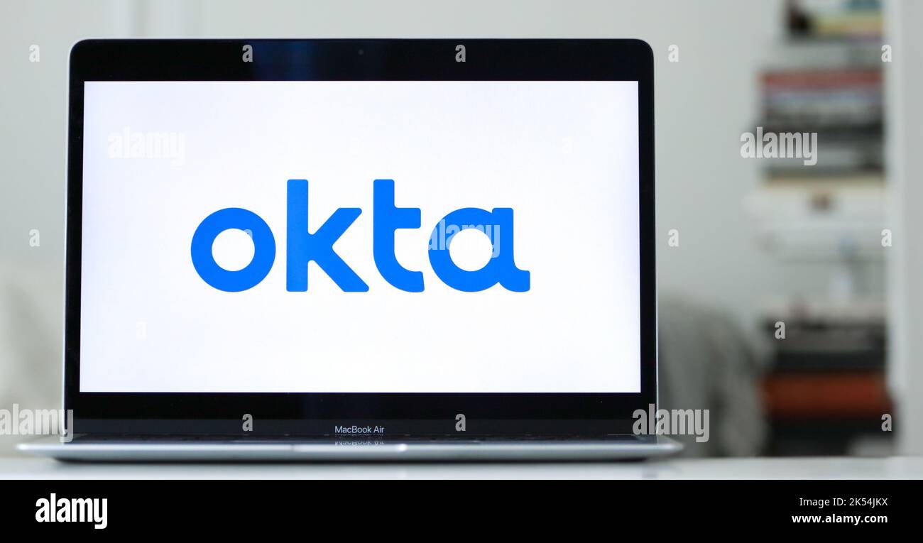 The logo of Okta, an American publicly traded user authentication ...