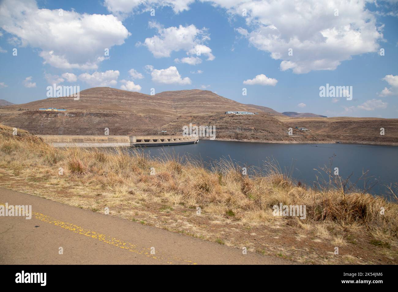 Katse dam in Lesotho with mountains water and concrete dam wall Stock ...