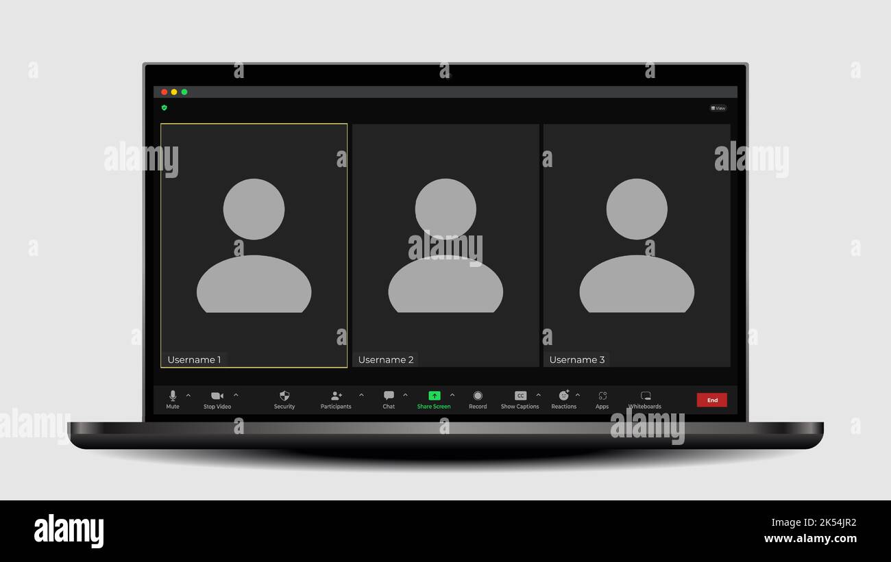 Online video call interface template with user icon. Application for social communication. Video ...
