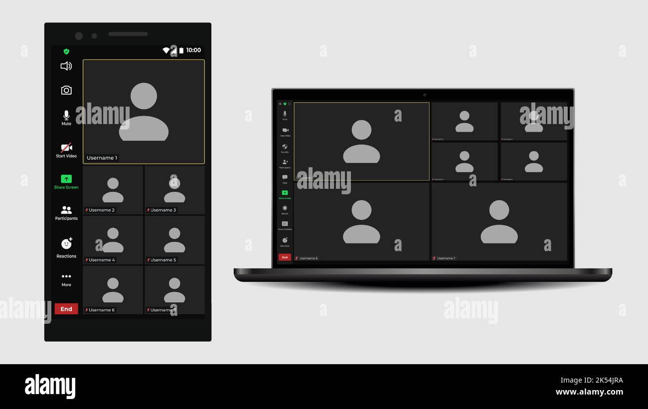 Online video call interface template with user icon. Application for ...