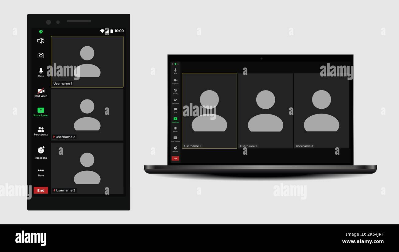 Template video conference user interface. Application for calls ...