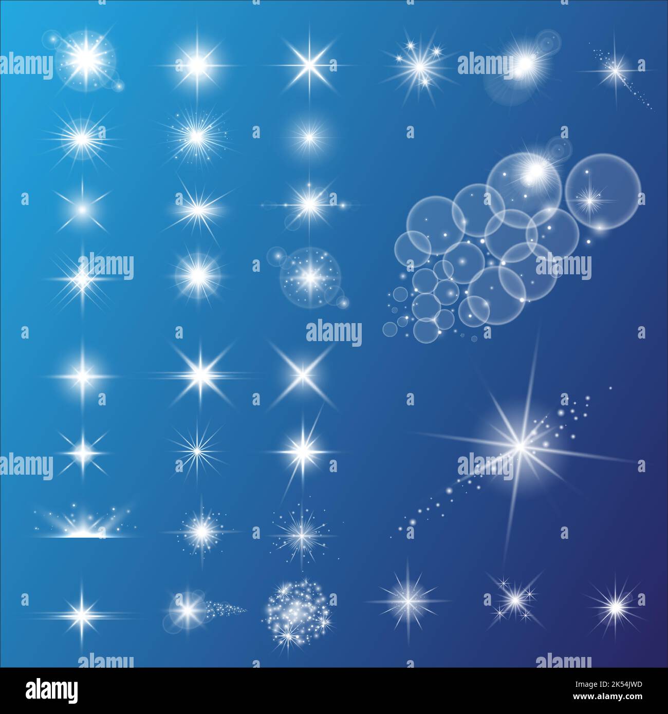 A blue background with twinkling stars and rays of light Stock Vector ...