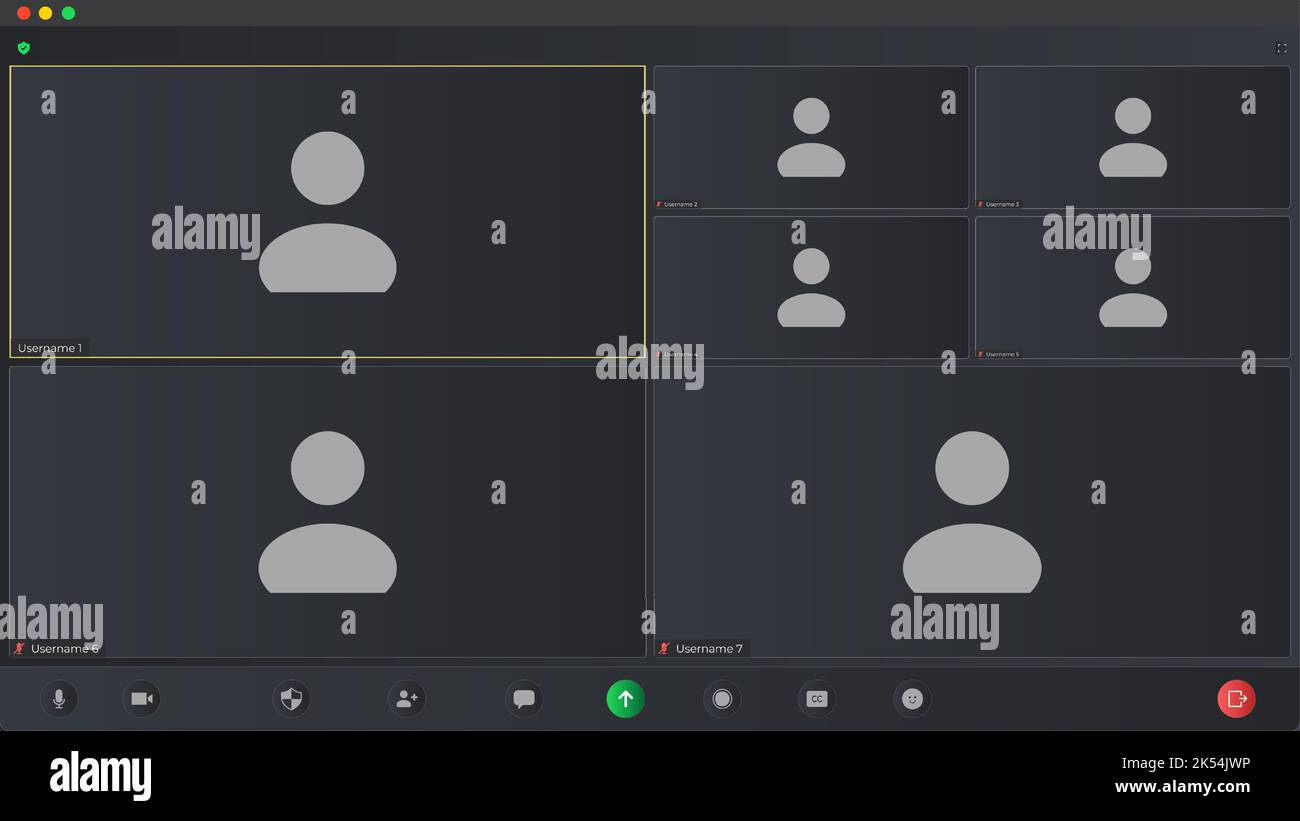 Online video call interface template with user icon. Application for social communication. Call ...
