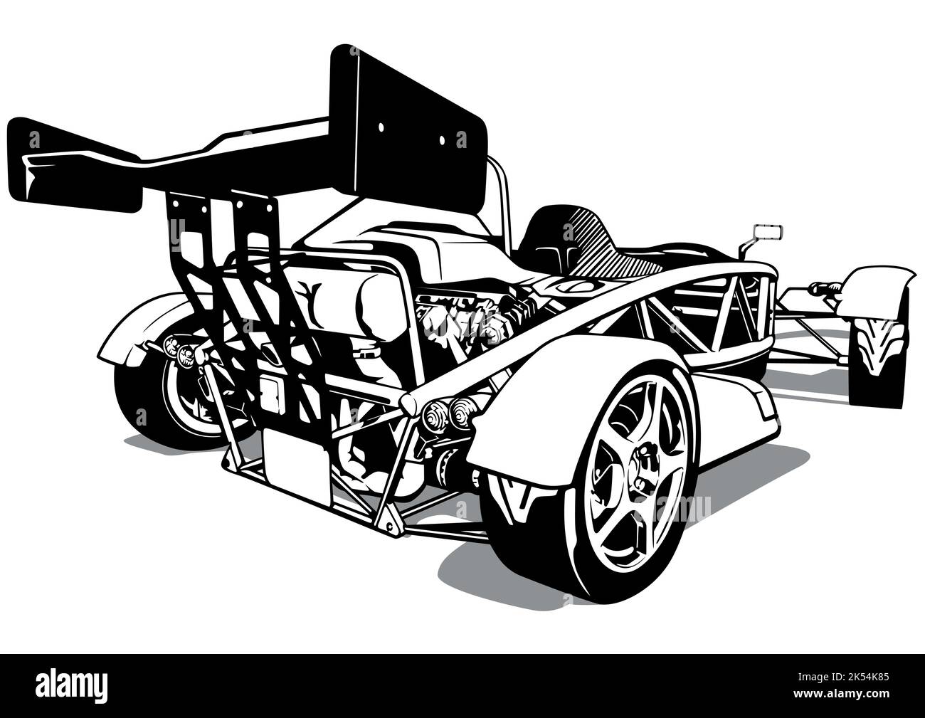 Drawing of a Sports Car in Formula One Design from Rear View Stock ...