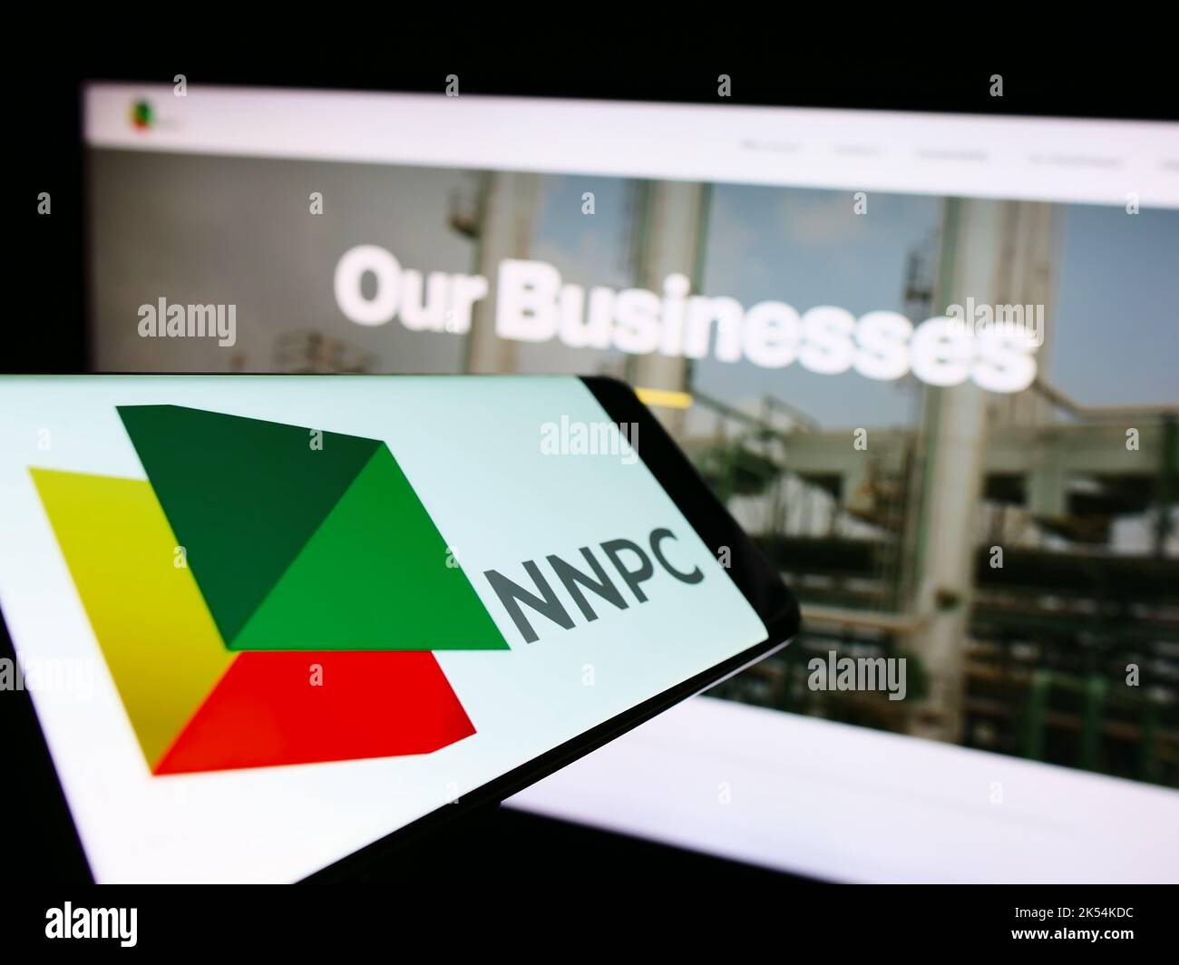 Mobile phone with logo of Nigerian National Petroleum Company Limited ...