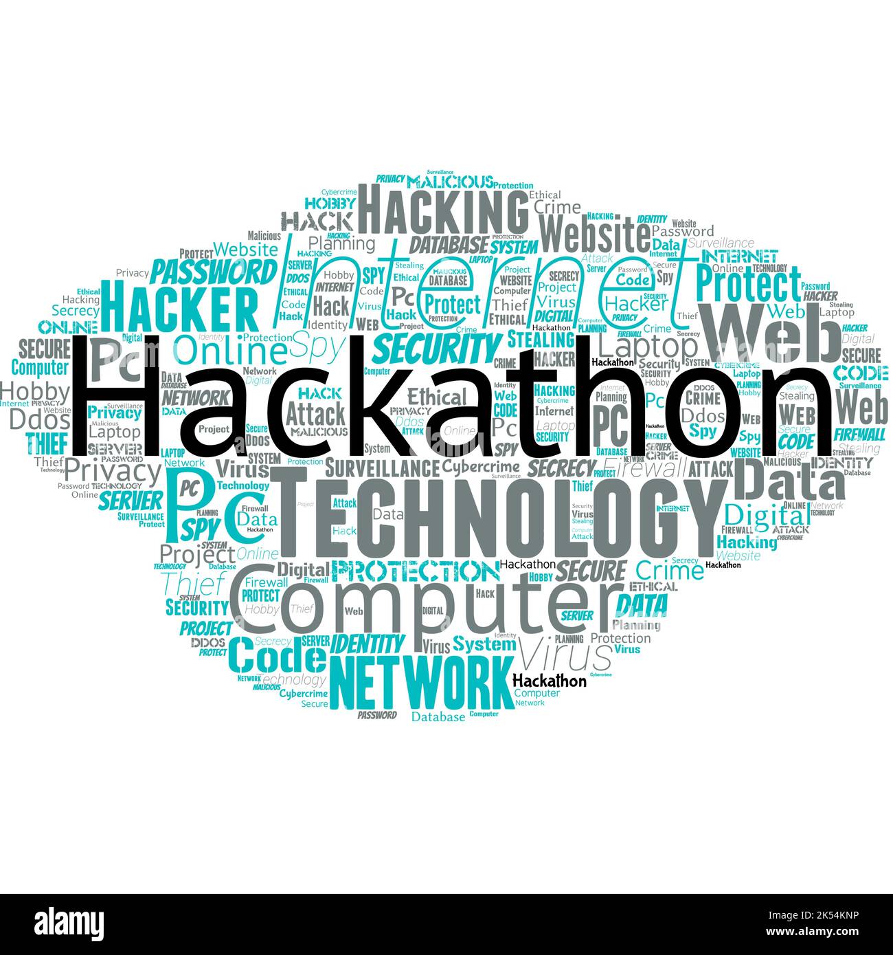 Big word cloud in the shape of UFO with words hakathon. Create ...
