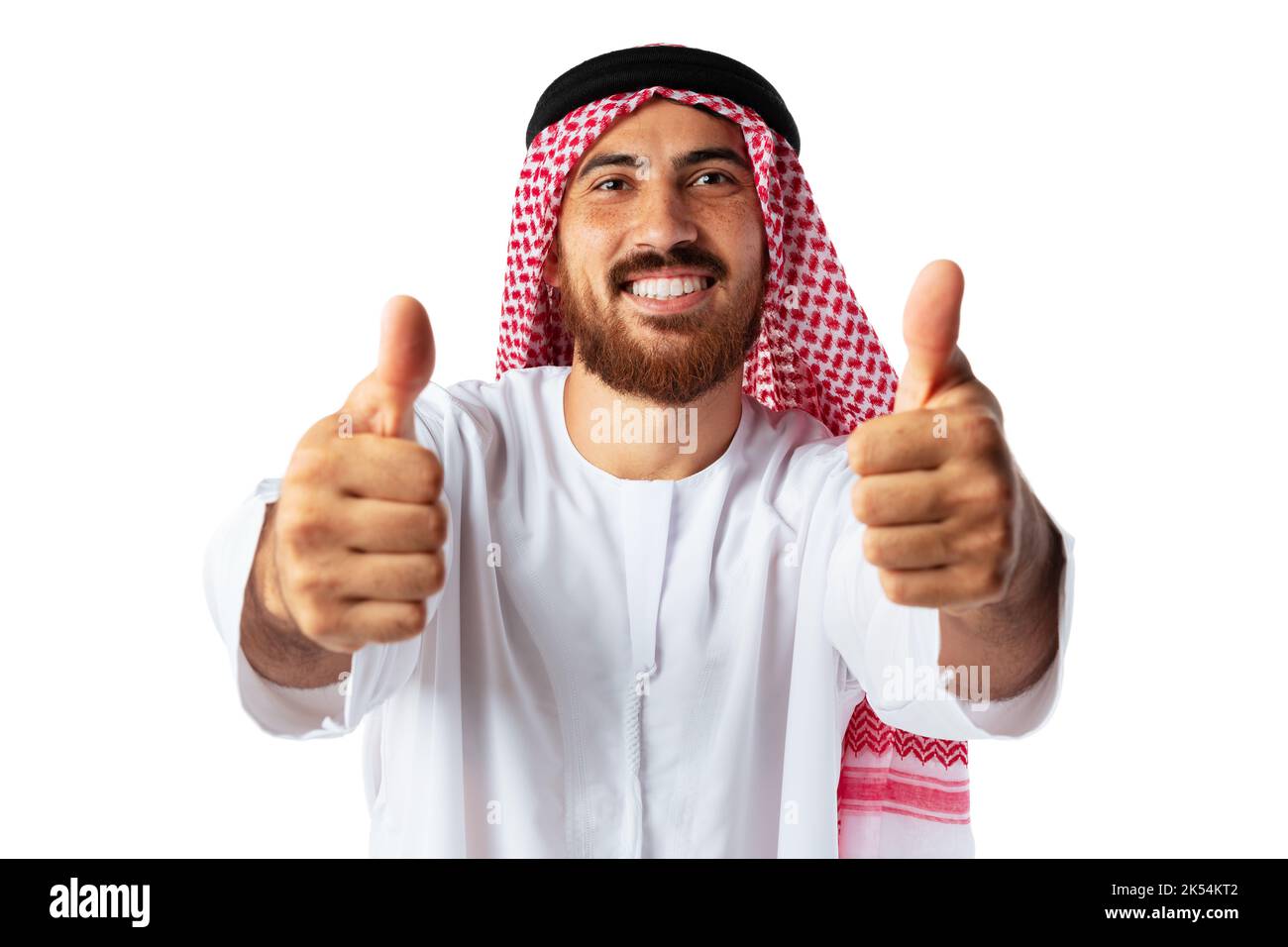 Young Arab man showing ok sign and smiling isolated on white background ...