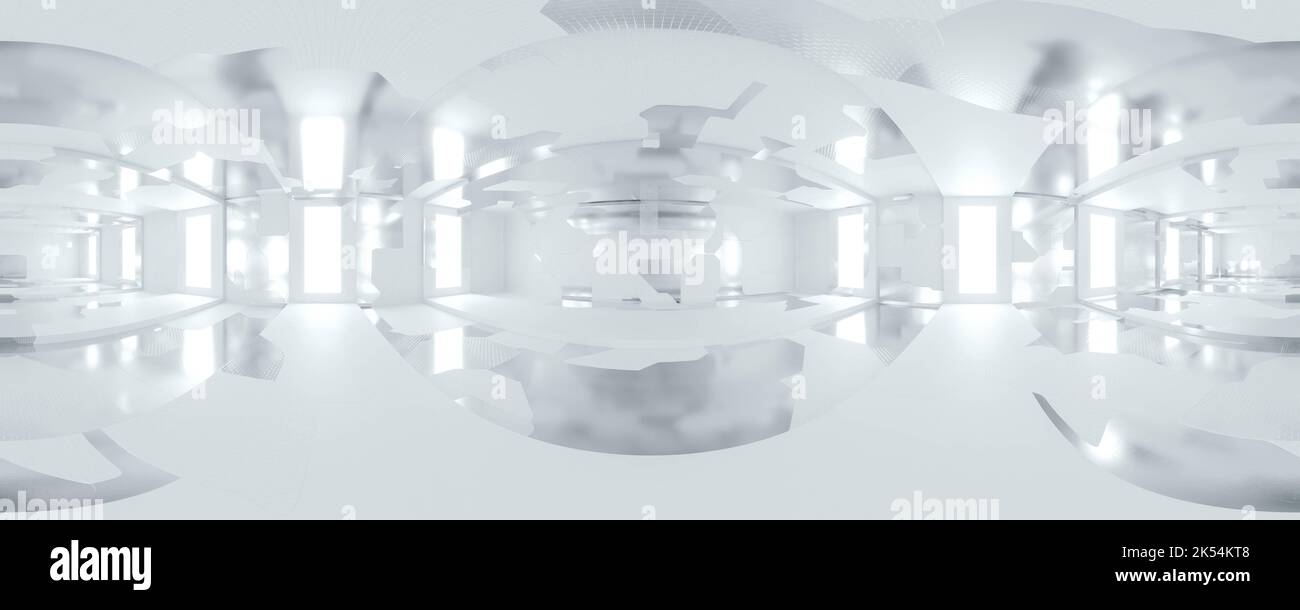 360 degree full panorama environment map of empty white room studio ...