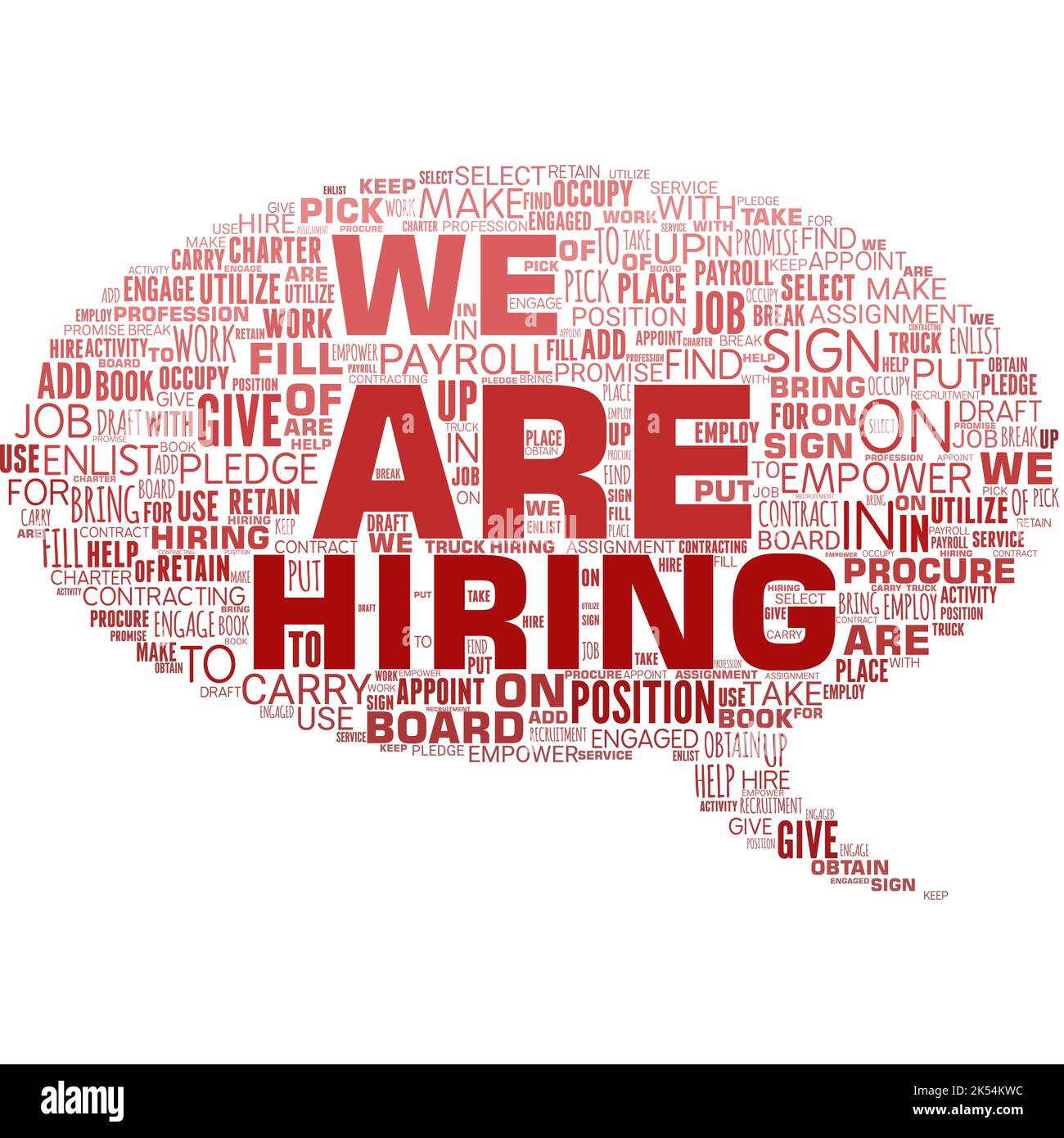 Oval chat box with we are hiring word. Wordcloud template representing ...