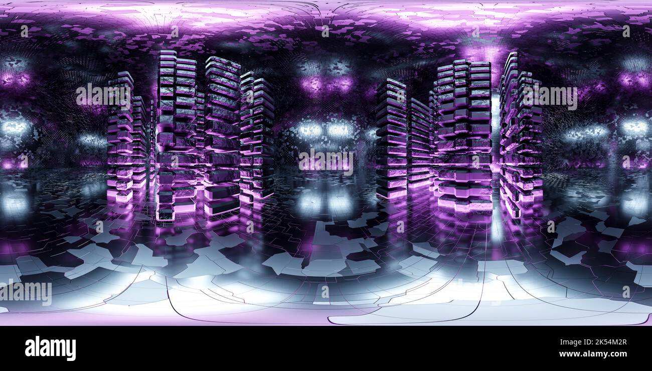 360 degree full panorama environment map of abstract dark futuristic ...