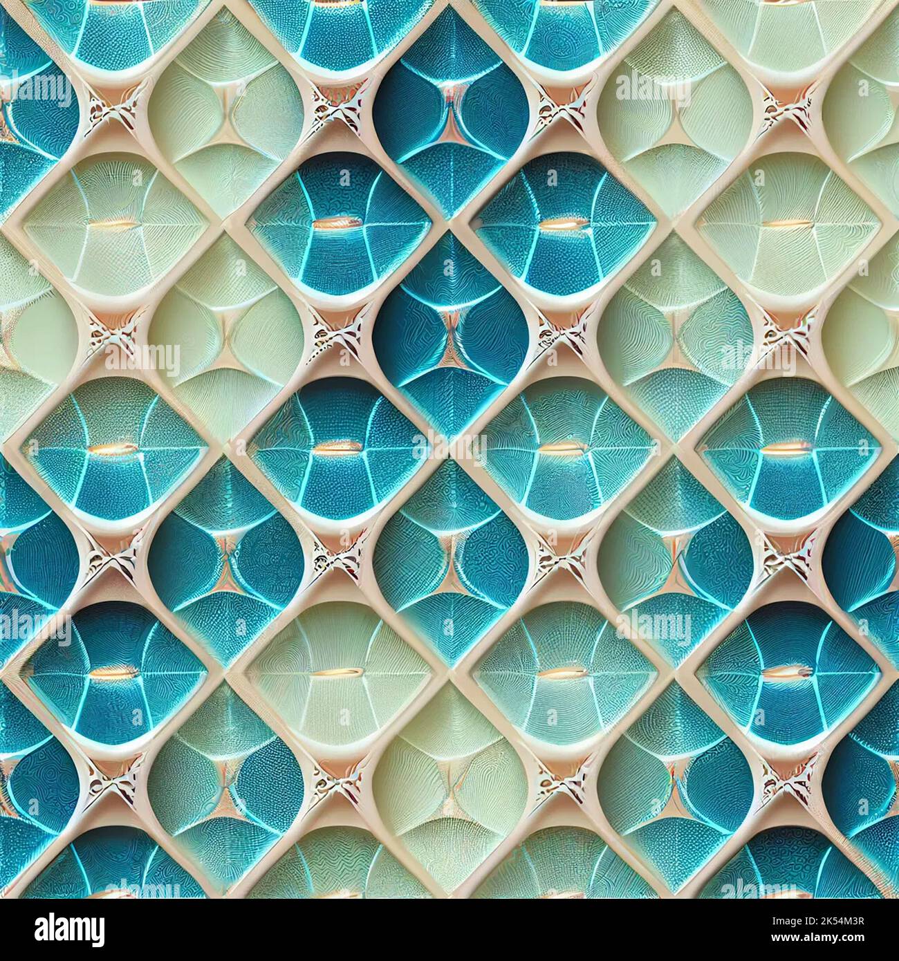 3D pastel pattern of geometric shapes in blue aqua yellow, a creative ...