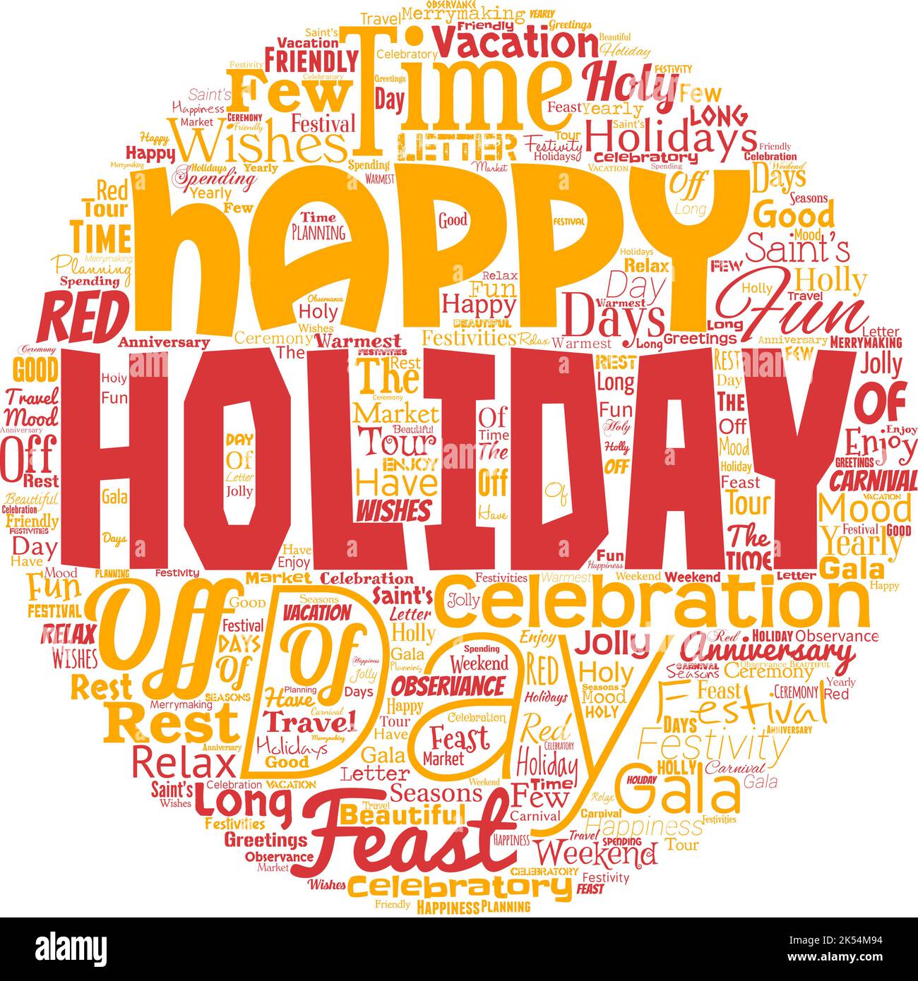 Big word cloud in the shape of circle with happy holidays words ...