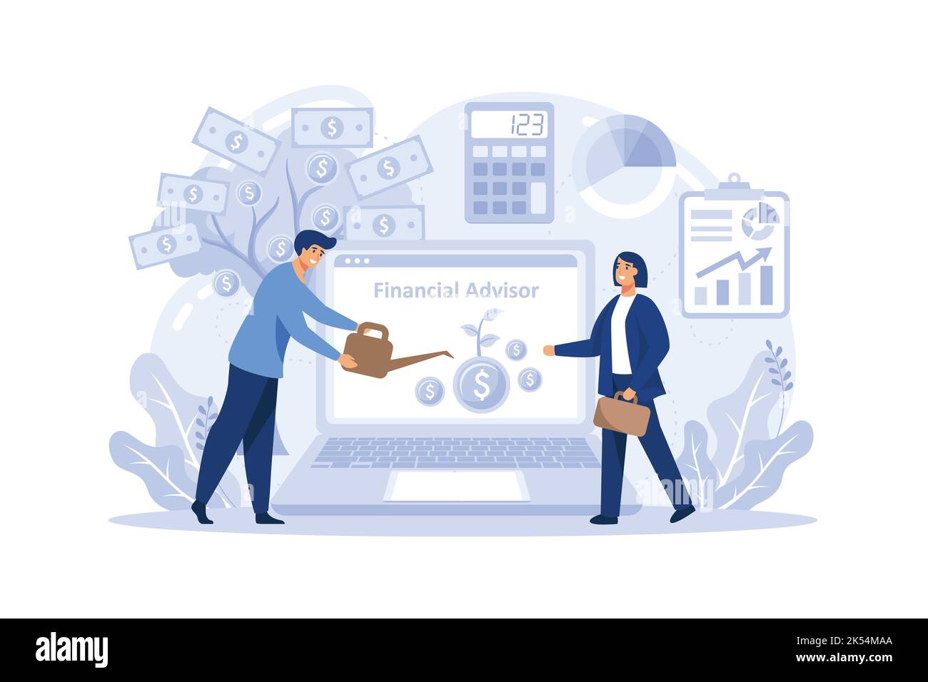 Financial advisor or financier online service or platform. FLAT VECTOR ...