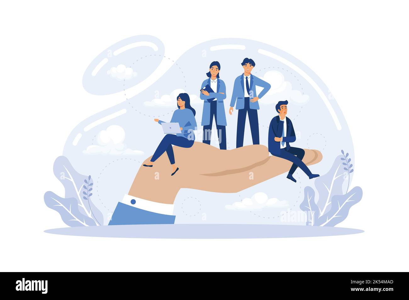 Trade union concept. Employees care idea. Employees wellbeing. flat ...